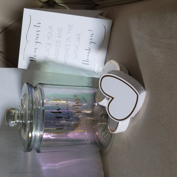 Wedding Wishes Jar - Glass Wish Jar With 100 Heart Shaped Cards - Guest ...
