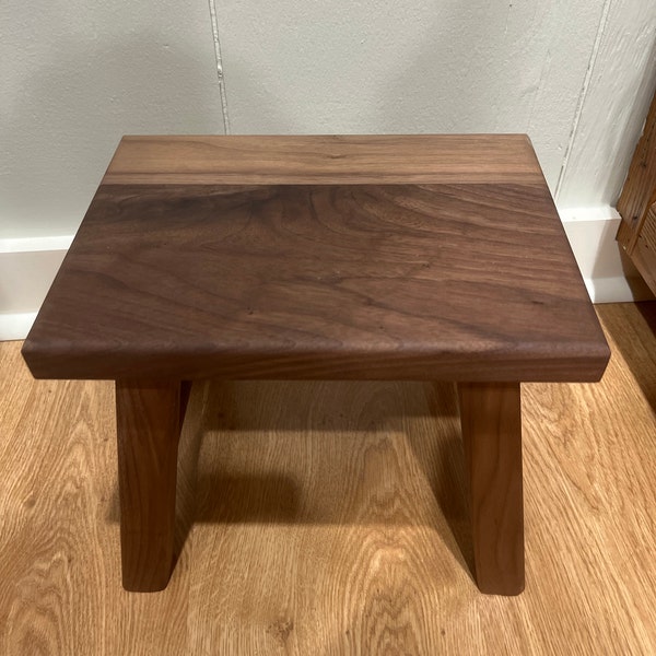 WALNUT STOOL, Foot Rest, STEP Stool, Personalized Small 4 Leg Wooden ...