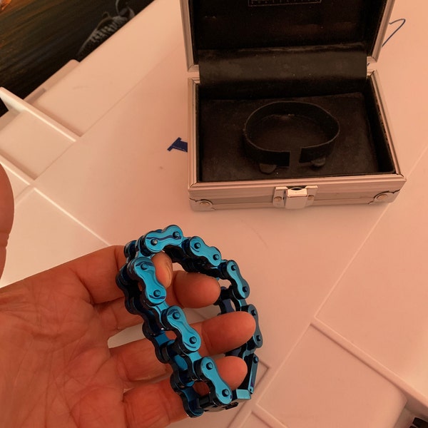 9 Bike Chain Bracelet SK1818 All Blue Thick Link Unisex Stainless Steel ...