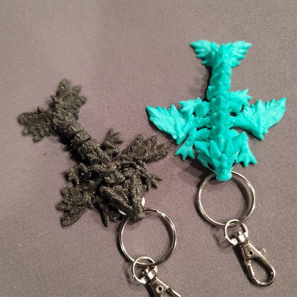 Flexible Dragon 3D Print | Tiny Crystal Dragon Keychain | Hand-painted ...