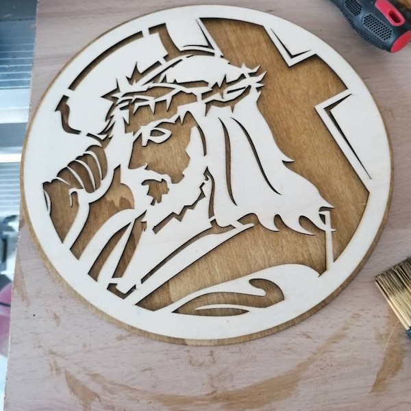 Laser Cut Jesus and Cross, Wall Art. Decoration Wall. Crucifix Laser ...