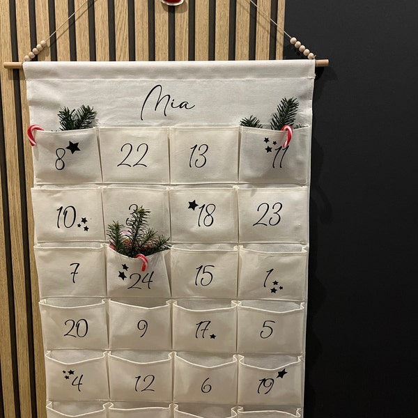 Personalized Advent Calendar for Children, Large | 24 Pockets to Fill ...