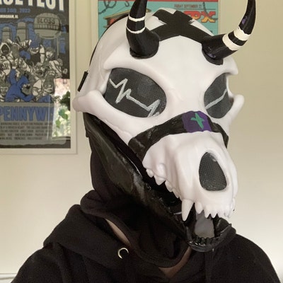 Toony Wolf Skull Mask Movable Moving Hinge Jaw 3D Printed Skulldog Bone ...