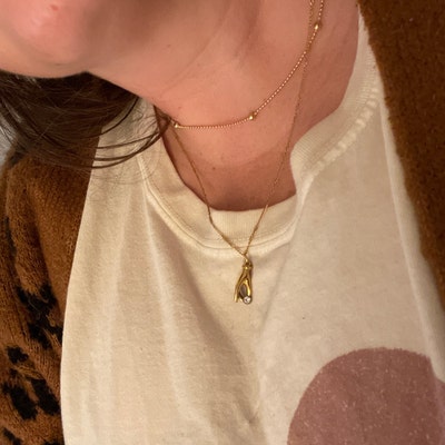 Destiny Necklace Small Hand Holding a Zircon Diamond Set on - Etsy