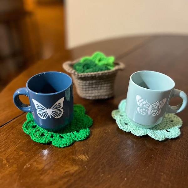 CROCHET PATTERN - Succulent Plant Pot Coaster Crochet Pattern Flower ...