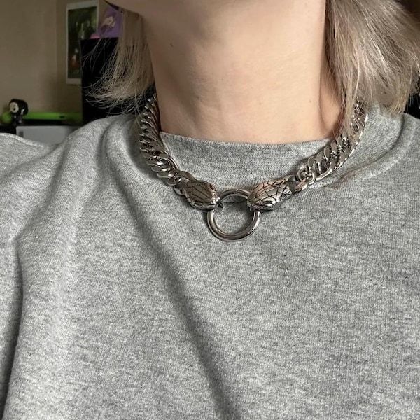 Layered Multi Strand Chunky Chain Gothic Choker Collar Necklace Set - Non Tarnish Waterproof ...