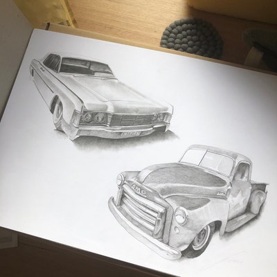 Custom Car Drawing Size A4 8.3 X 11.7 / Car Portrait / Personalised Car ...