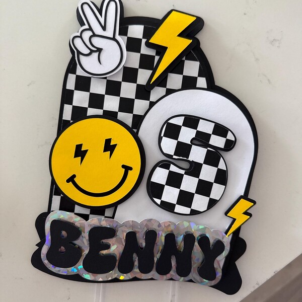 Custom 3D Birthday Cake Topper , Groovy Cake Topper , Smiley Face Cake ...