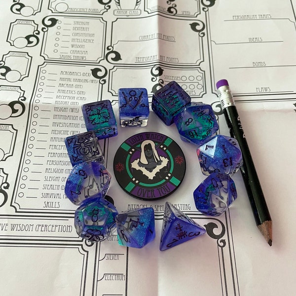 Lolth's Drow Exclusive 11 Dice Set Underdark Chains & Spiders Dark Elf ...