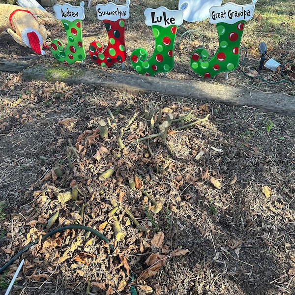 Christmas Stocking Yard Art: Custom Painted Holiday Decor - Etsy