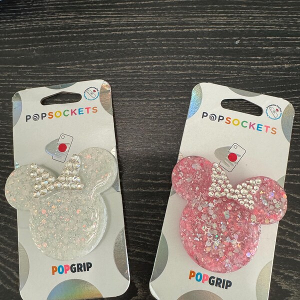 Custom Opal Holographic Minnie Mouse Inspired Bling Glitter Popsocket ...