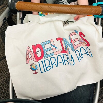 Personalized School Library Bag, Personalized Library Bag for School ...