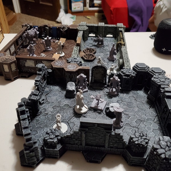 Hand Painted 3D Printed Dnd Battle Map: Dark Dungeon Terrain - Etsy