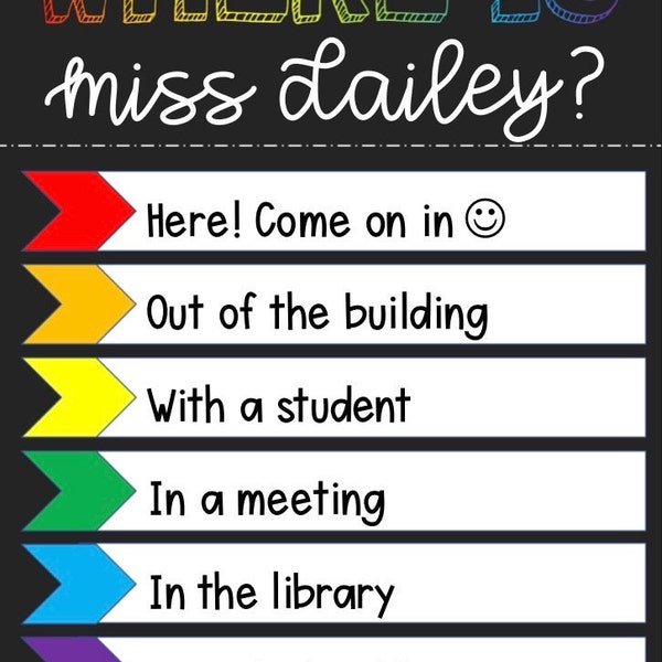 Where is the Teacher? Editable Sign / Poster for Classroom Door - Etsy