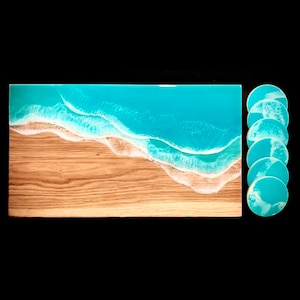 Wood Live Edge Floating Shelves With Ocean Waves Coastal - Etsy