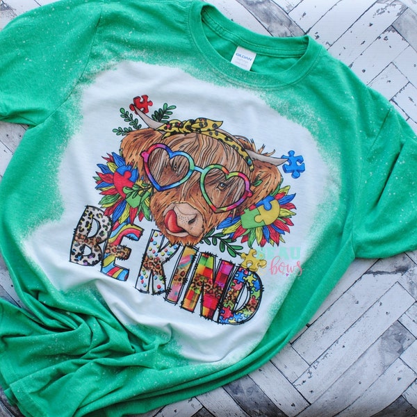 Be Kind Highland Cow Png, Sublimation Design Download, Autism Awareness ...
