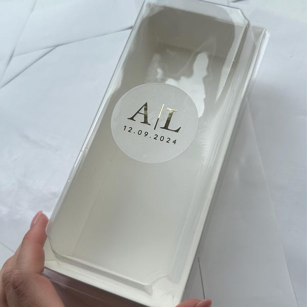 Foiled Wedding Initial Stickers, Personalised Wedding Favour Stickers ...