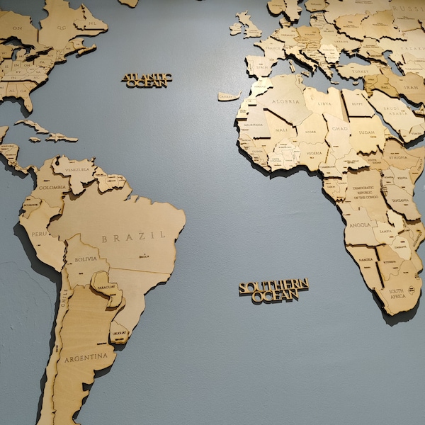 Map of the World 3D, Laser Cut File, SVG, EPS, DXF, Cdr, Pdf ...