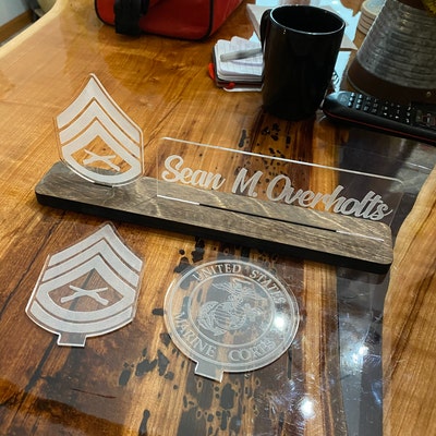 USMC Interchangable Name Plate and Rank. Perfect Addition to Any Marine ...
