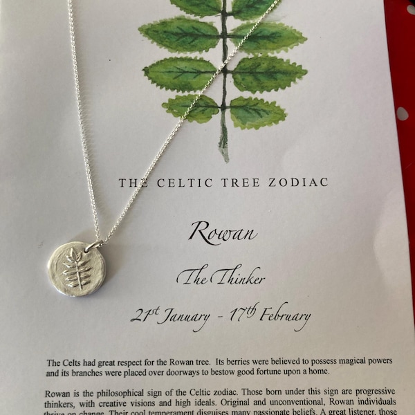 ROWAN NAME Necklace - Tree, Leaf Jewellery, Celtic, Ogham Gift, Pagan ...