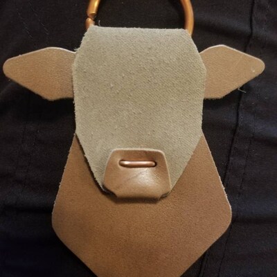 Cow Keyring Accessory Leather Key Ring Cute Cow Rearview Mirror ...