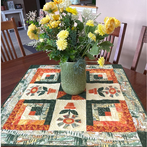 Potted Flowers Quilted Table Topper - Tulip Square Pattern #513 ...