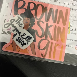 Brown Skin Girl Vinyl Sticker Laptop Tumbler Hydro Flask Skateboard ...