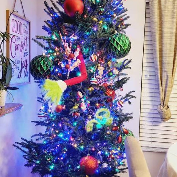 Grinch Six Ft LED Artificial Green Christmas Tree WITH Ornaments ...