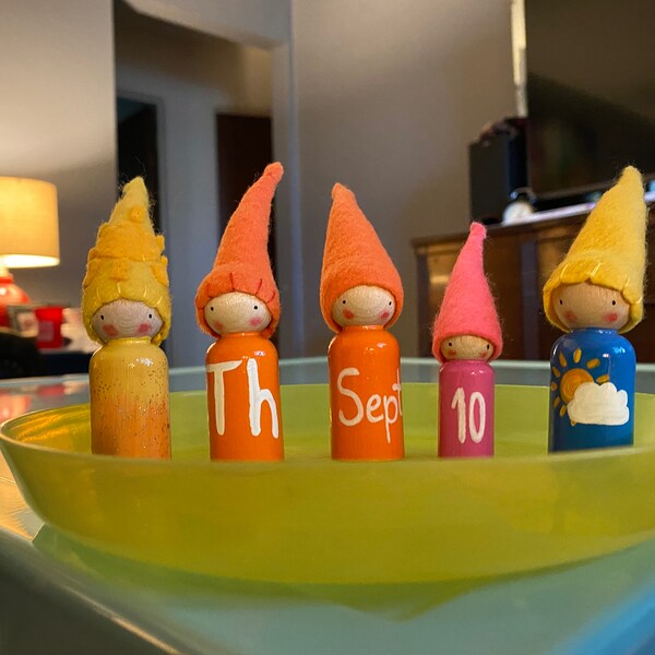 Waldorf Inspired Days of the Week Gnomes Set monday, Tuesday, Wednesday ...