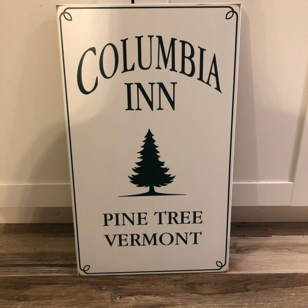 White Christmas Sign - Columbia Inn Sign - Wood Sign - Holiday Decor ...