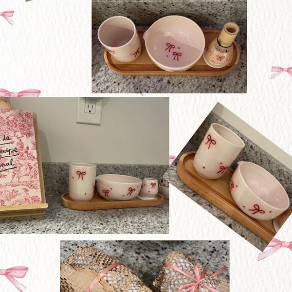 Handmade Cute Ceramic Bow Ring Dish | Blue Trinket Dish With Bows Decor ...