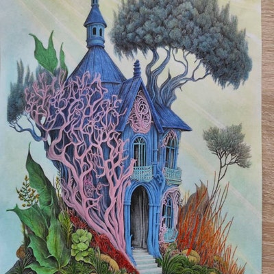 20 Grayscale Ocean Fairy Houses Coloring Book Set 2 Printable Adult ...