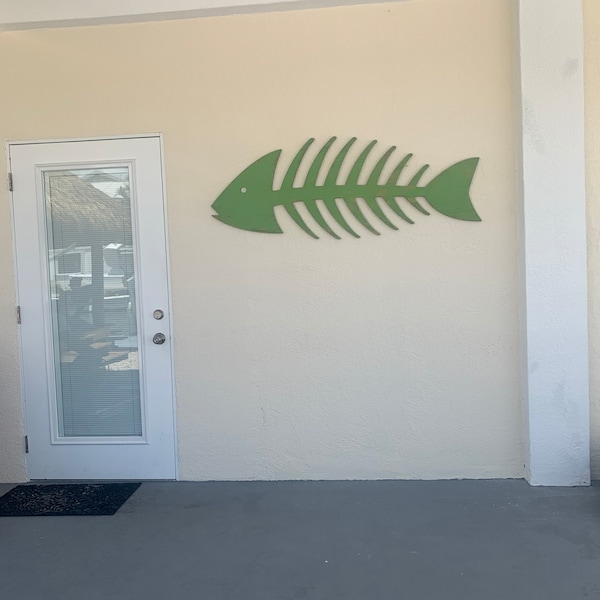 Fish Skeleton Fish Decor Fish Wall Decor Wooden Fish Art Beach Coastal ...