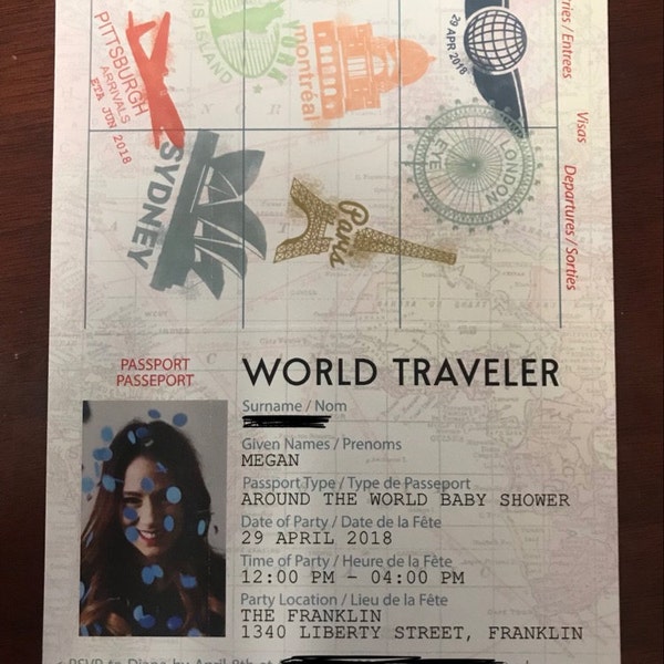 World Traveler Passport Invitation, Airplane Birthday Party - Etsy