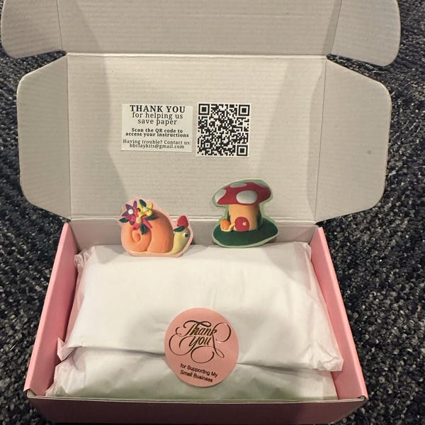 DIY Premium Air Dry Clay Kit - Cottagecore Mushroom Cottage & Snail ...