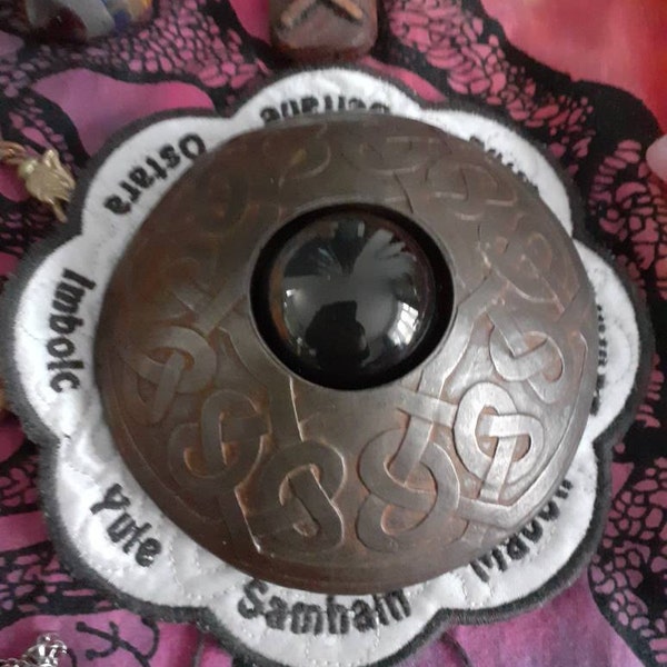 Ouija Scrying Mirror. GLASS Ritually Foxed Convex Black Mirror. Altar ...