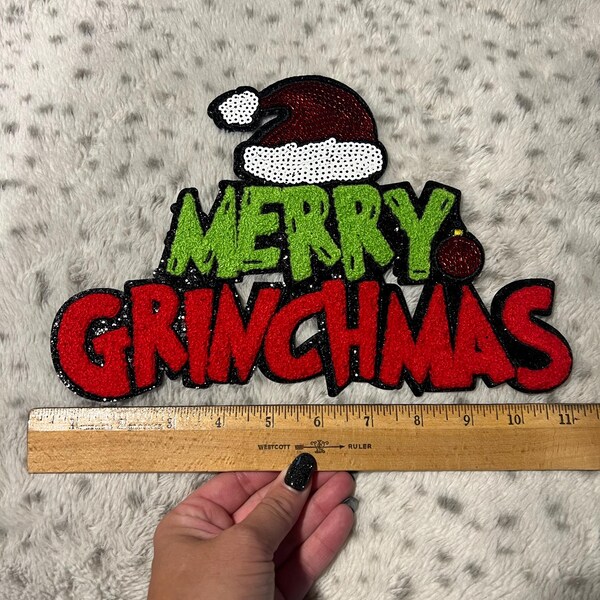 Grinch Christmas Chenille Patch - Etsy
