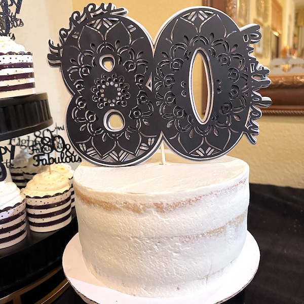 3D SVG 80th Birthday Cake Topper Mandala- Layered Digital Cut File - Etsy
