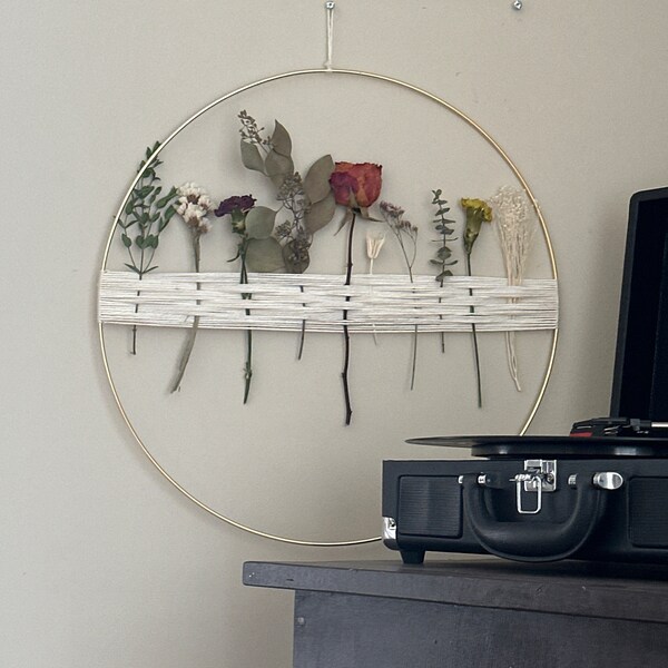 Wildflower Minimalist Boho Wreath Dried Flower Decor Eucalyptus Modern ...