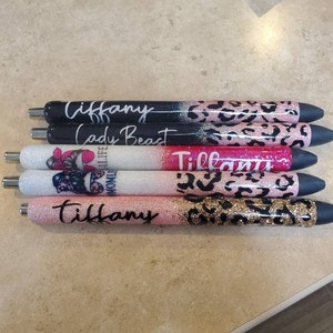 Personalized Glitter Pens, Refillable Glitter Pen, Leopard Print ...