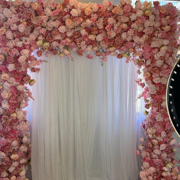 W8ft X H8.53ft Rollable Artificial Pink Rose Arch Wedding Decoration ...