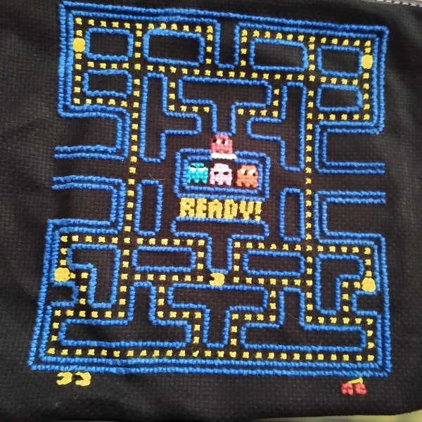 Pacman Video Game Counted Cross Stitch Pattern | Easy Modern Embroidery ...