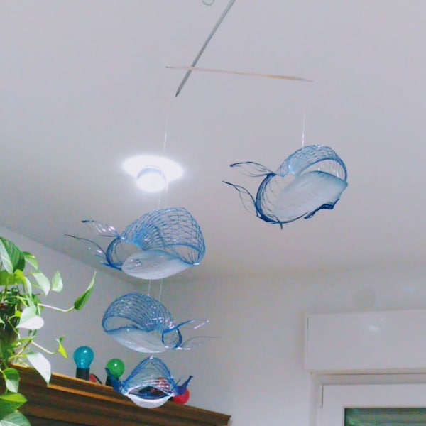 Whale Mobile Kinetic Sculpture, 4 Whale Sculpture Modern Home Decor ...