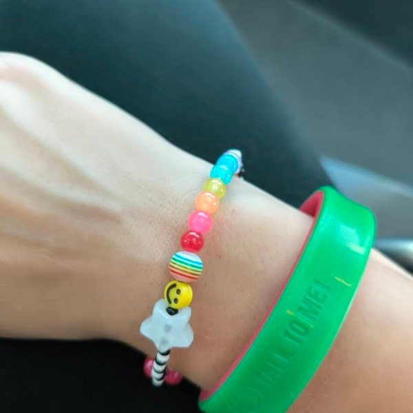 Beaded Fidget Sensory Bracelet for Anxiety Relief/adhd Autism. Rainbow ...