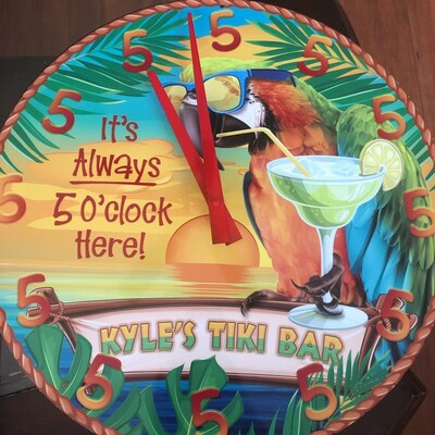 Backyard Patio Tiki Bar Sunset Clock, Patio Bar Décor, Backyard Porch ...
