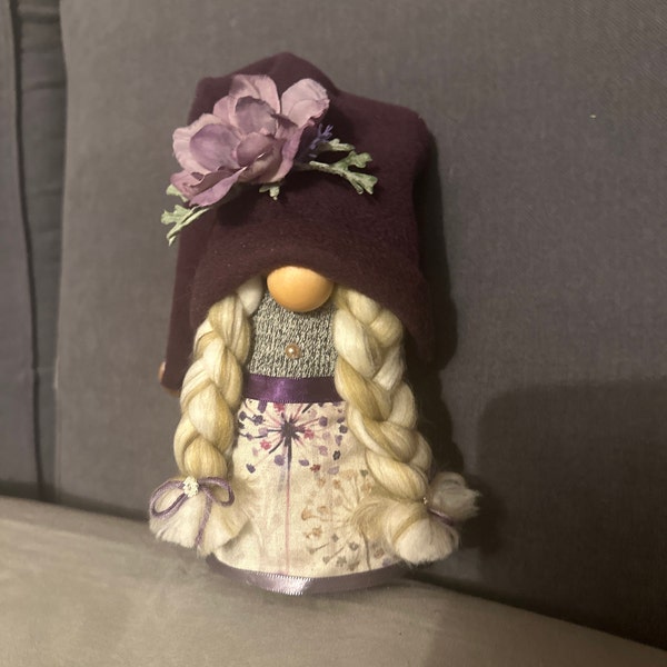 Purple Female Gnome | Garden Gnomes, Rustic Modern Gnome, Gnome Decor ...