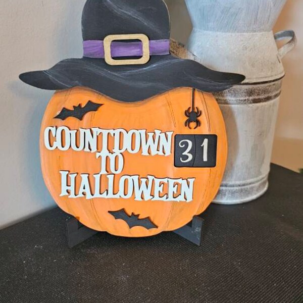Pumpkin Witches Hat Countdown Calendar, Perpetual Countdown Calendar ...