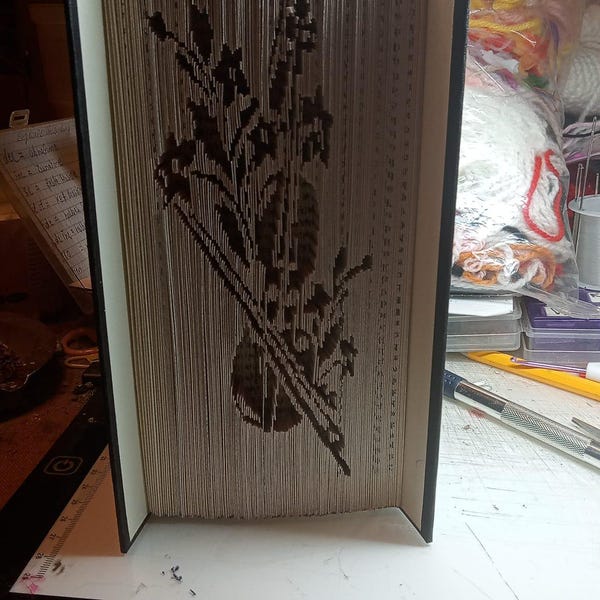 Rose Flower: Book Folding Pattern, Instruction DIY Folded Book Art, Cut ...