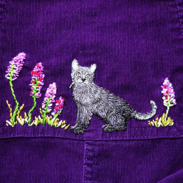 Black & Gray Cat Applique Patch - Embroidered Kitten Pet Animal Badge 3 ...