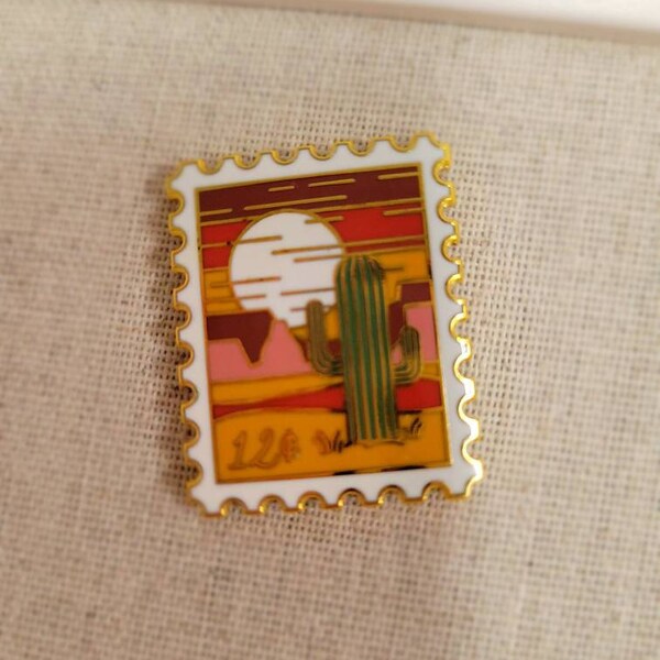 Desert Oasis Postage Stamp Enamel Pin // Lapel Pin / Cactus / Postage ...
